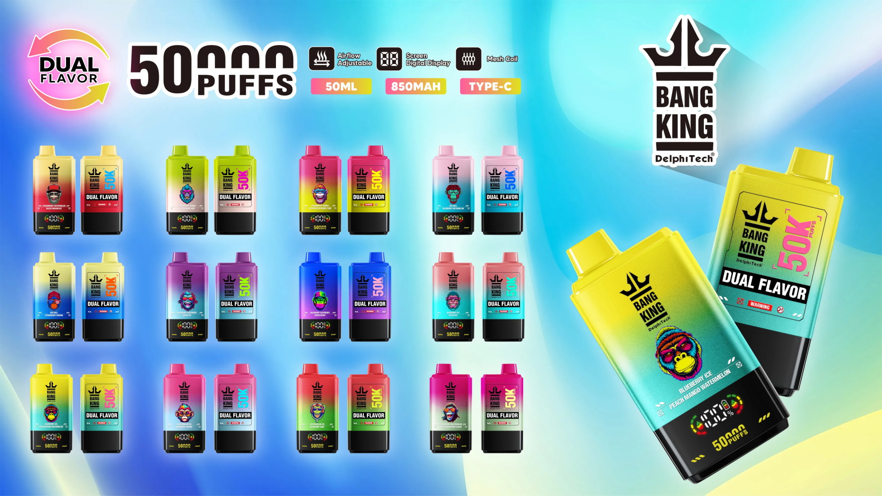 BANG KING 50000 Puffs Vape 50K red bull & blueberry watermelon
